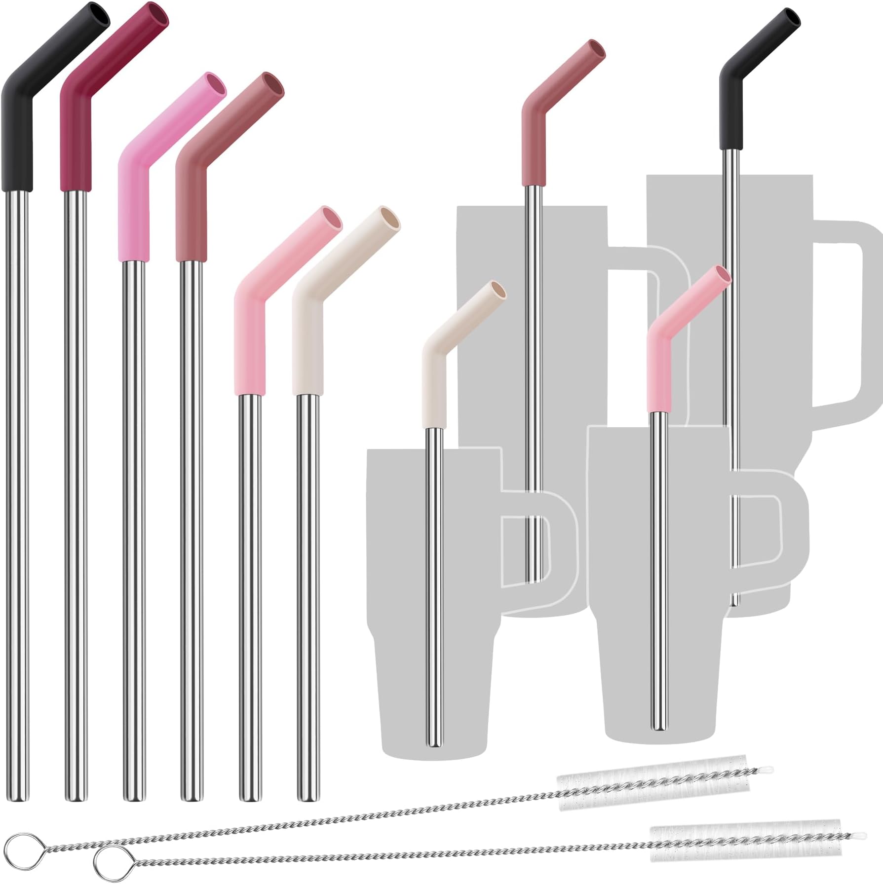 Amazon.com: Reusable Metal Straws with Silicone Tip, 4 Pcs Stainless ...