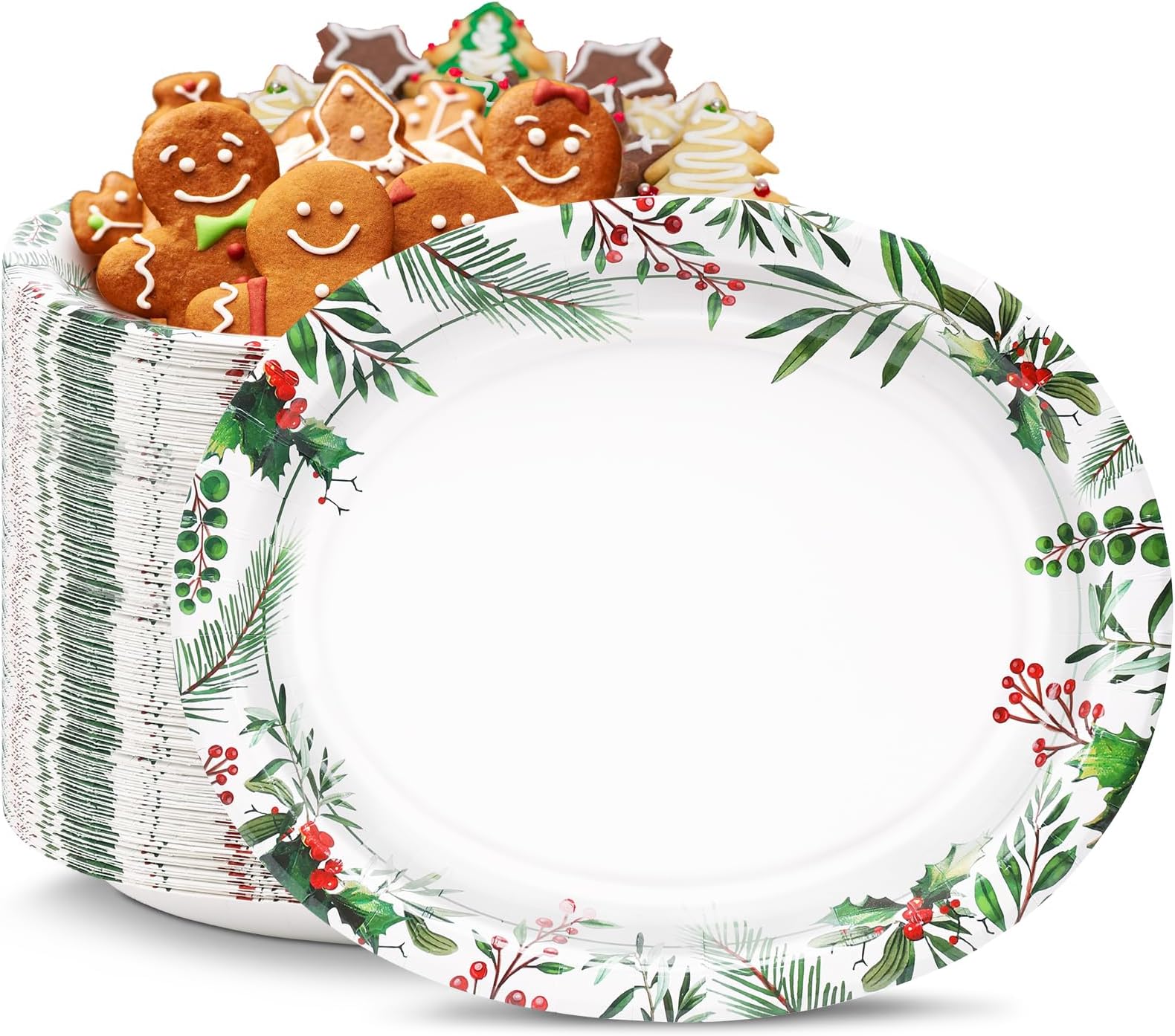 Amazon.com: Gift Boutique 50 Christmas Plates 9" in Elegant Decagon ...