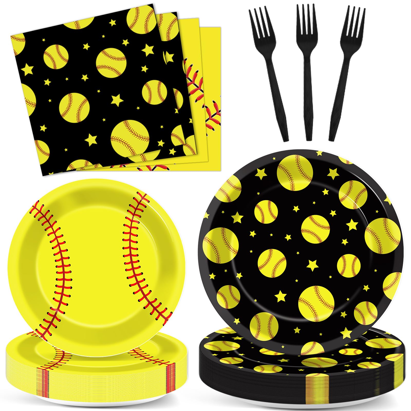 Amazon.com: 96Pcs Softball Birthday Party Supplies Softball Party ...