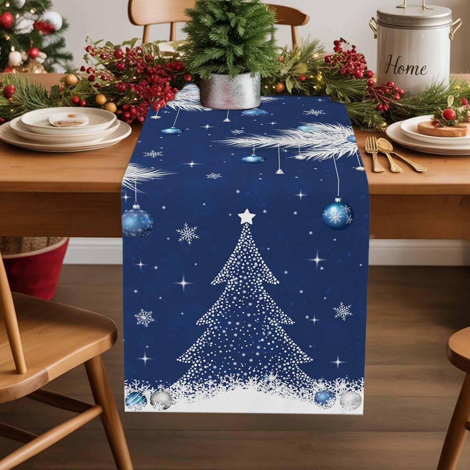Amazon.com: Christmas Table Runner Navy Table Runners 13x108 inch ...