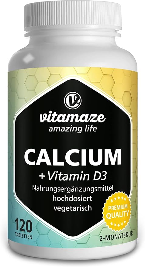 Calcio + Vitamina D3 ad Alto Dosaggio, 600 mg di Carbonato di Calcio ...