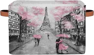 Amazon.com: Paris Eiffel Tower Foldable Storage Bin, Pink Cherry Flower ...
