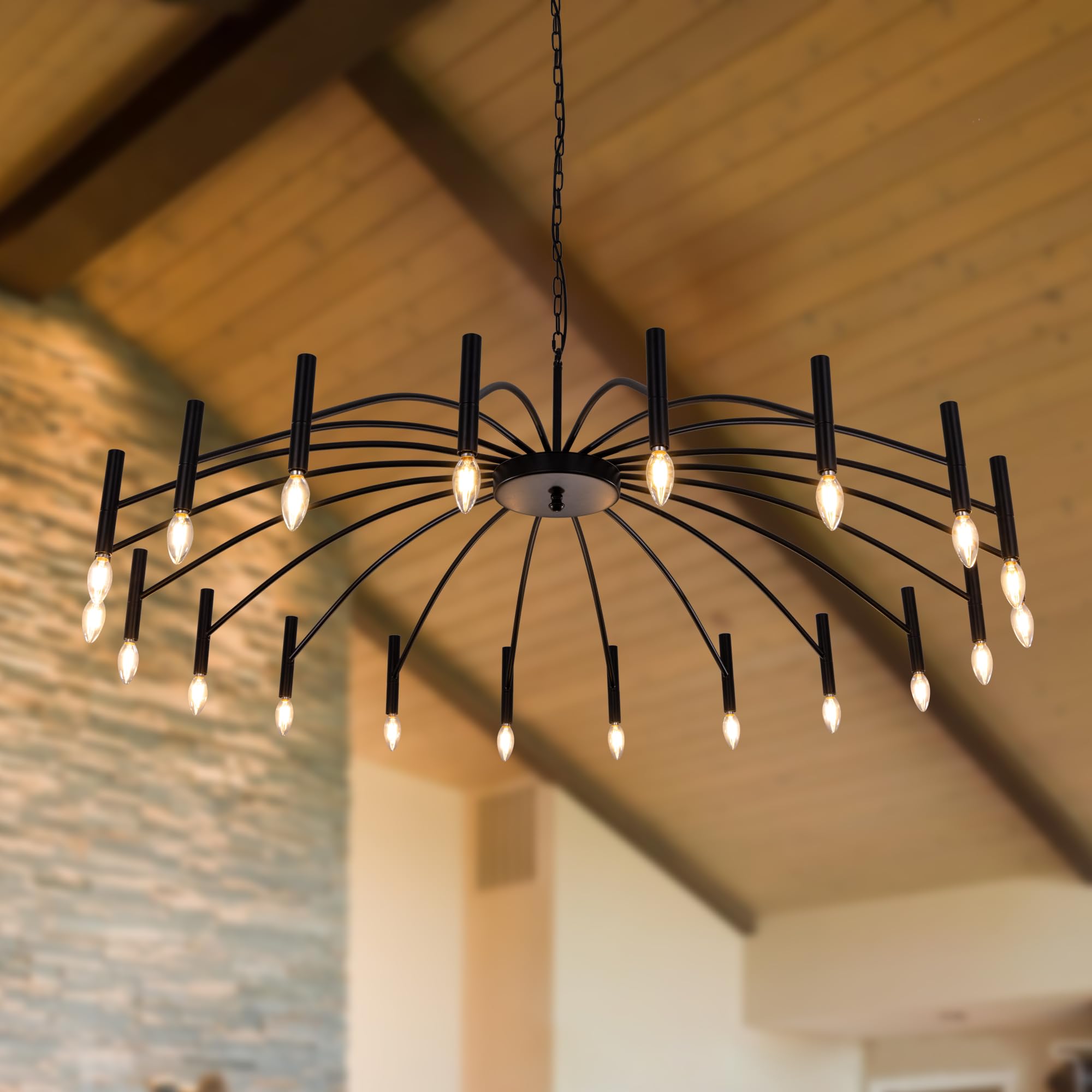 Wellmet Black Farmhouse Chandelier for Dining Room, 60in Modern Kitchen ...
