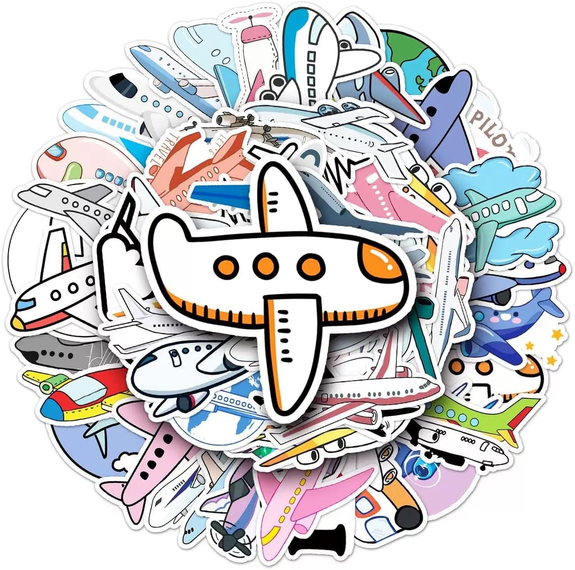 Amazon.com: Airplane Stickers 50 Pieces Cartoon Airplane Waterproof ...