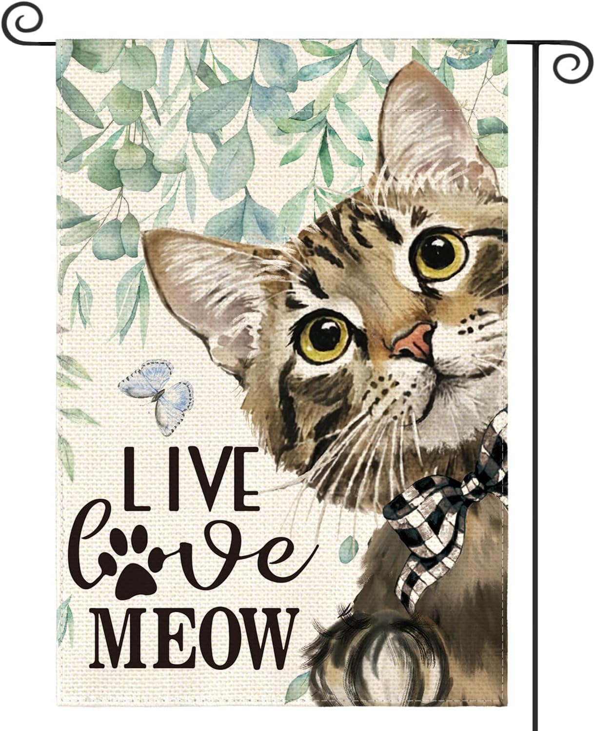Amazon.com : AVOIN colorlife Live Love Meow Cats Garden Flag 12x18 Inch ...