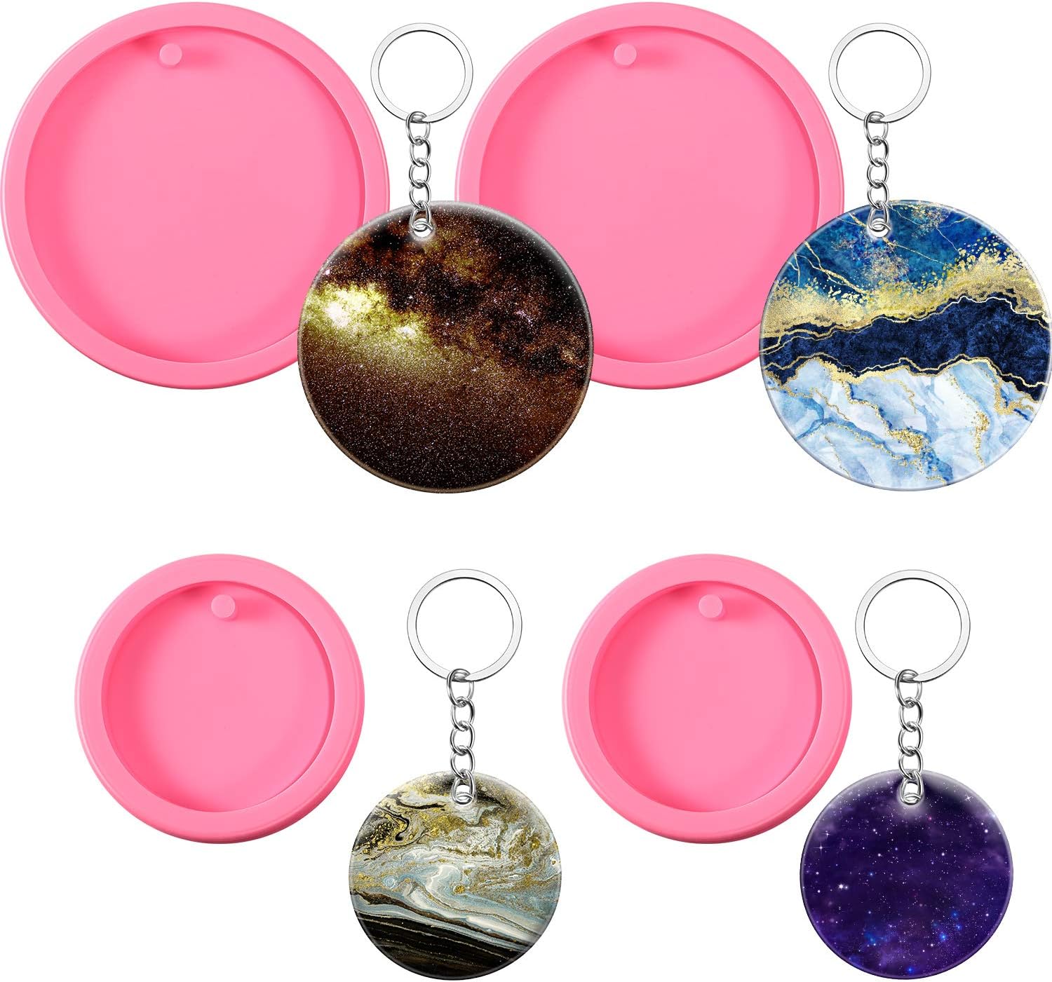 Amazon.com: Resin Molds Silicone Keychain, 4 Pcs Round Epoxy Casting ...