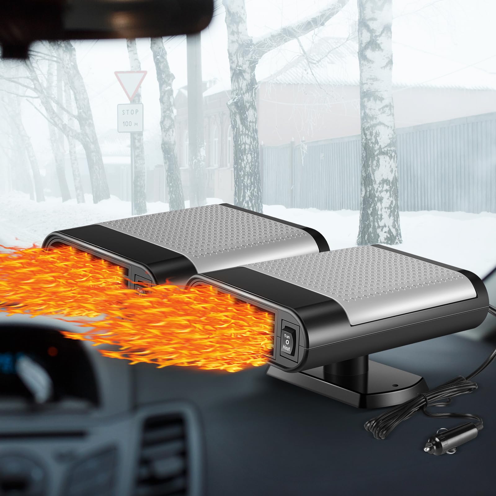 Snapklik.com : Datanly 2 Pcs 12V 150W Portable Car Heater Defroster 2 ...