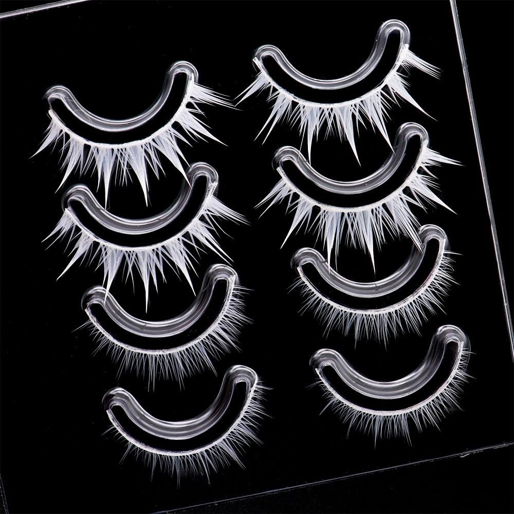 Amazon.com: Jozlynn White Eyelashes Halloween False White Eye Lashes ...
