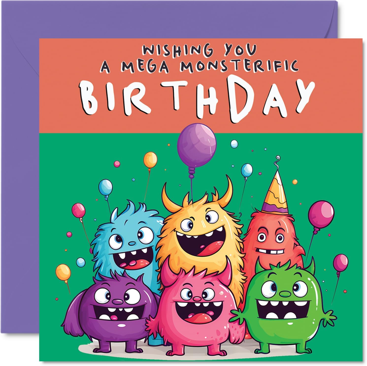 Kids Monster Birthday Card - Mega Birthday - Card Kids, Cards for Him ...