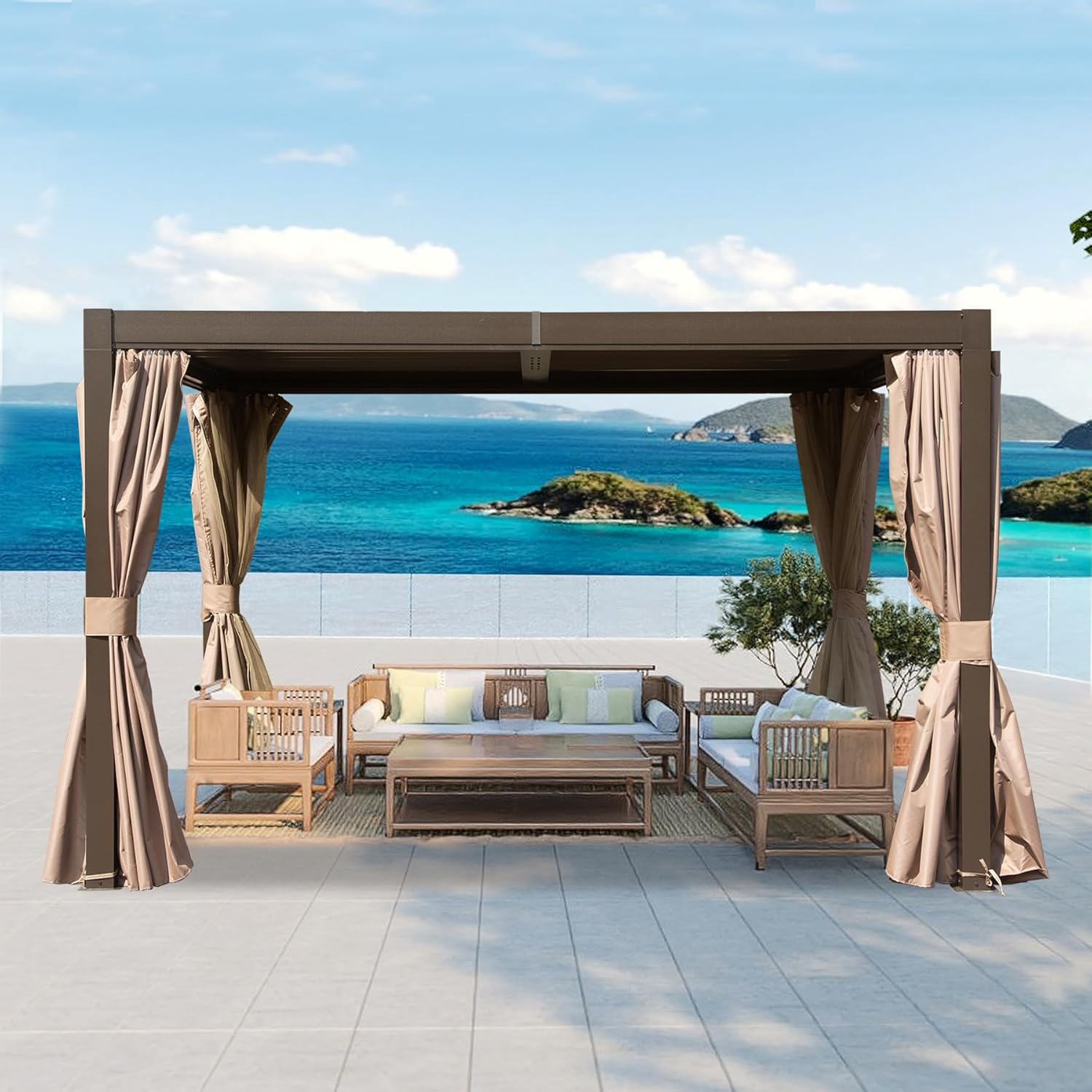 Amazon.com: Domi 10x12FT Outdoor Louvered Pergola Full Aluminum ...