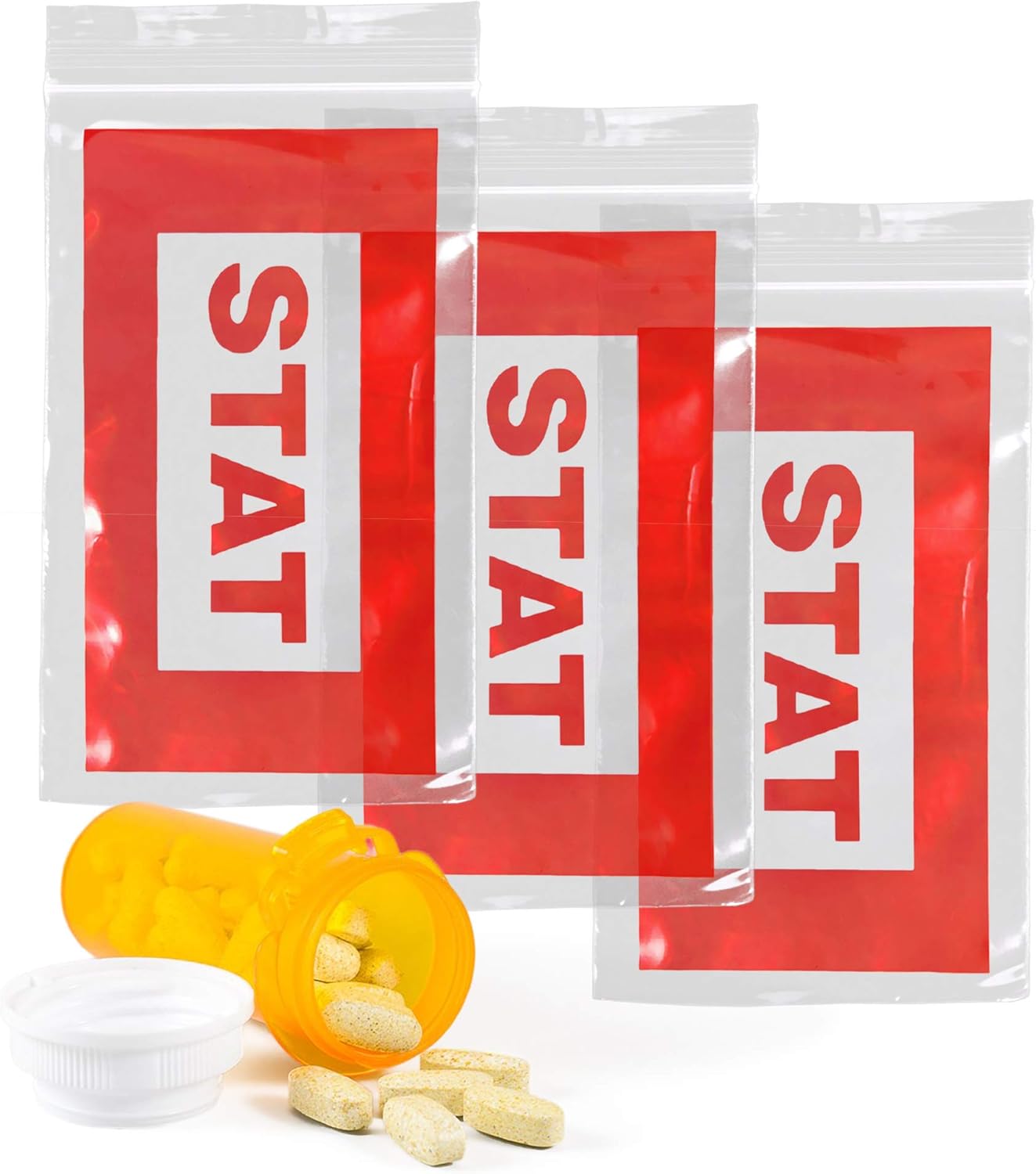 Amazon.com: APQ Pack of 1000 Red "STAT" Bags, Clear 5 x 8 Zipper ...