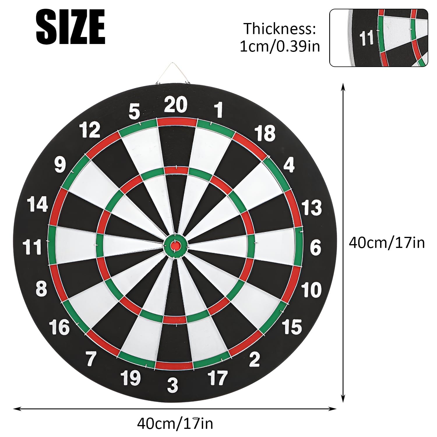 FANWINKJ Dart Board Set, 17 Inch Double-Sided Dartboard with 6 Darts ...