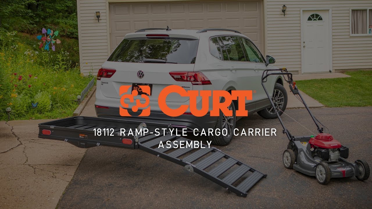Watch Cargo Carrier Assembly | CURT 18112 Aluminum Ramp-Style Cargo ...