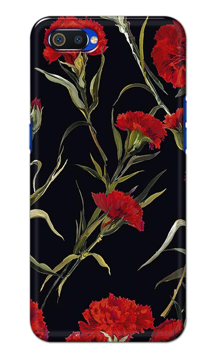 Trijas Cases Rose Floral Black Background Hard Back Cover for Realme C2 ...