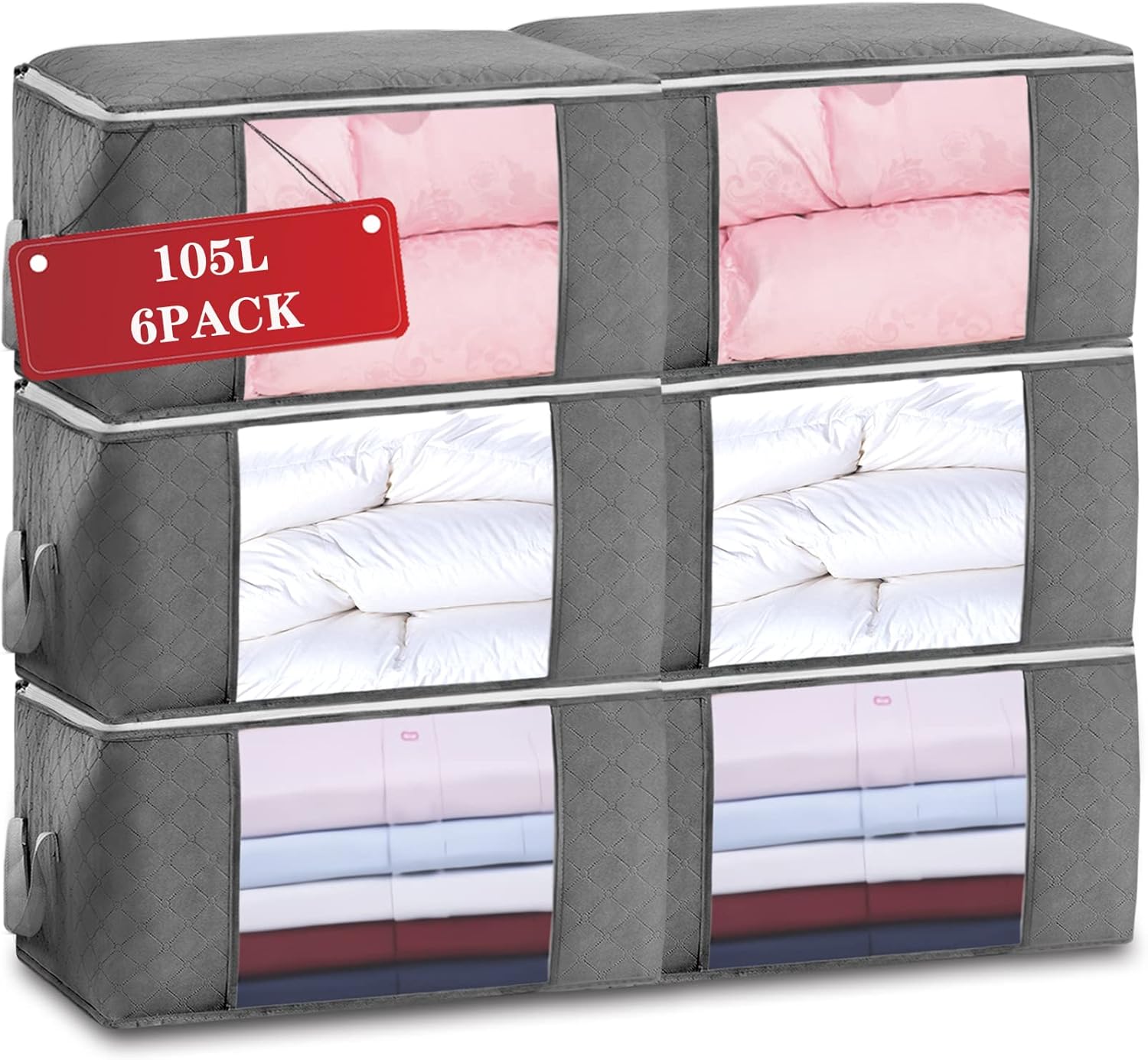 Petight Storage Bags For Clothes 105L 6 Pack Large Capacity Solution ...