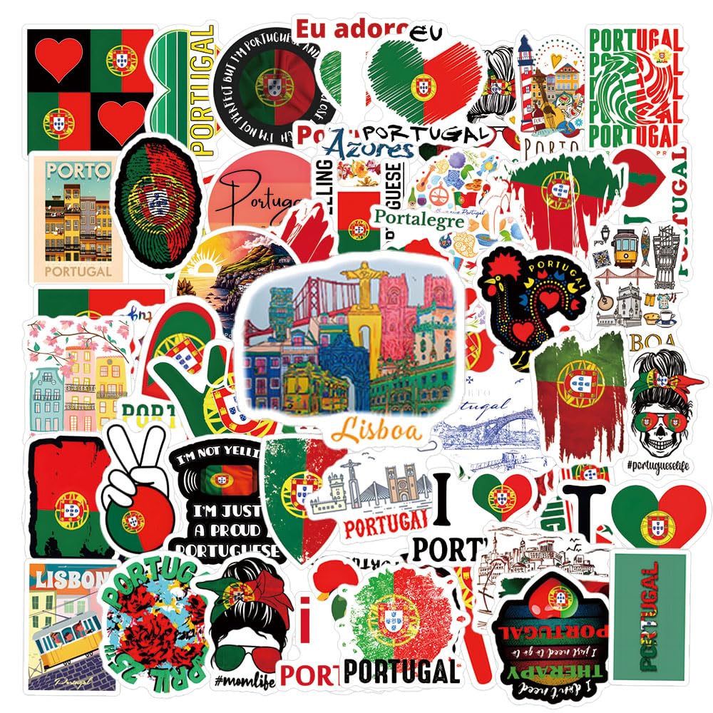 Amazon.com: 63Pcs Portugal Stickers Pack,Cartoon Aesthetic Vinyl ...