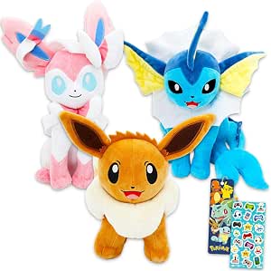 Amazon.com: Pokemon Plushie Set - Bundle with 3 Eeveelution Plush 8 ...
