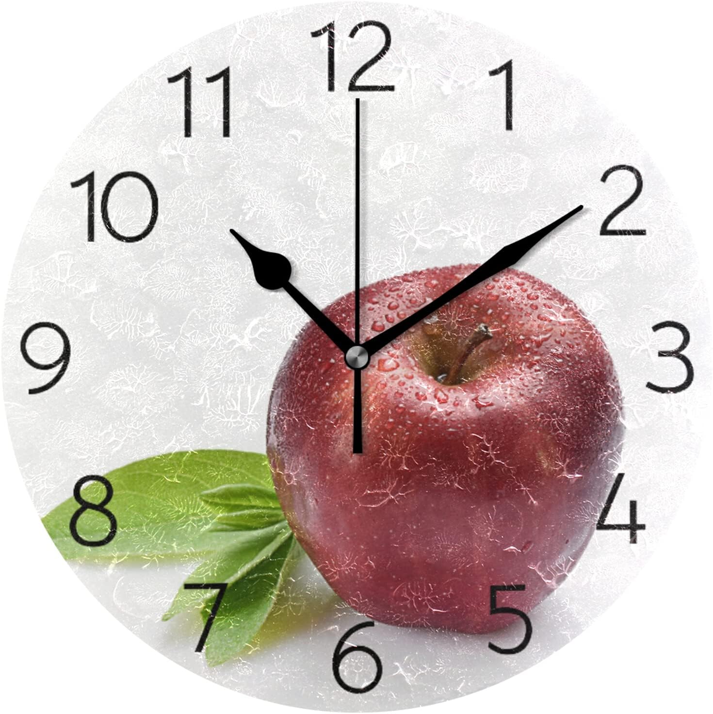 Amazon.com: susiyo Red Apples Wall Clock Round Silent Non-Ticking ...