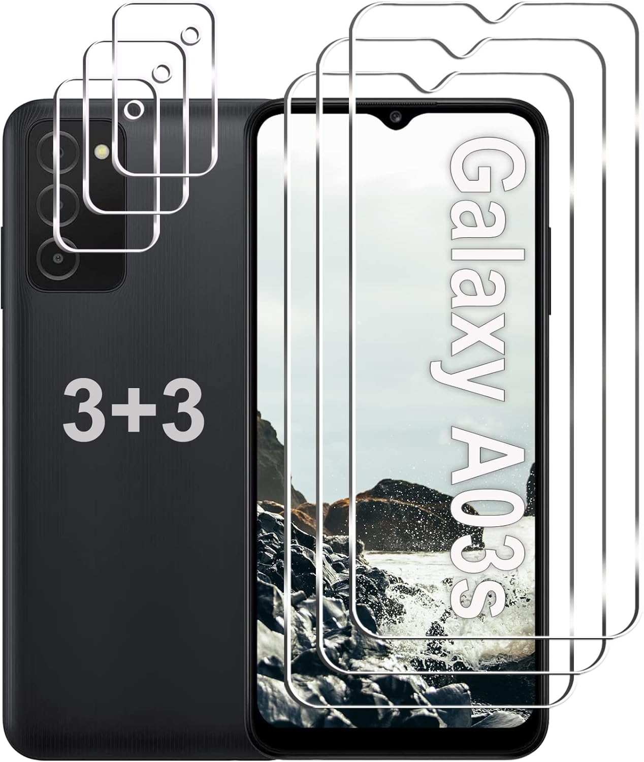 Amazon.com: [3+3 Pack] Galaxy A03s Screen Protector + Camera Lens ...