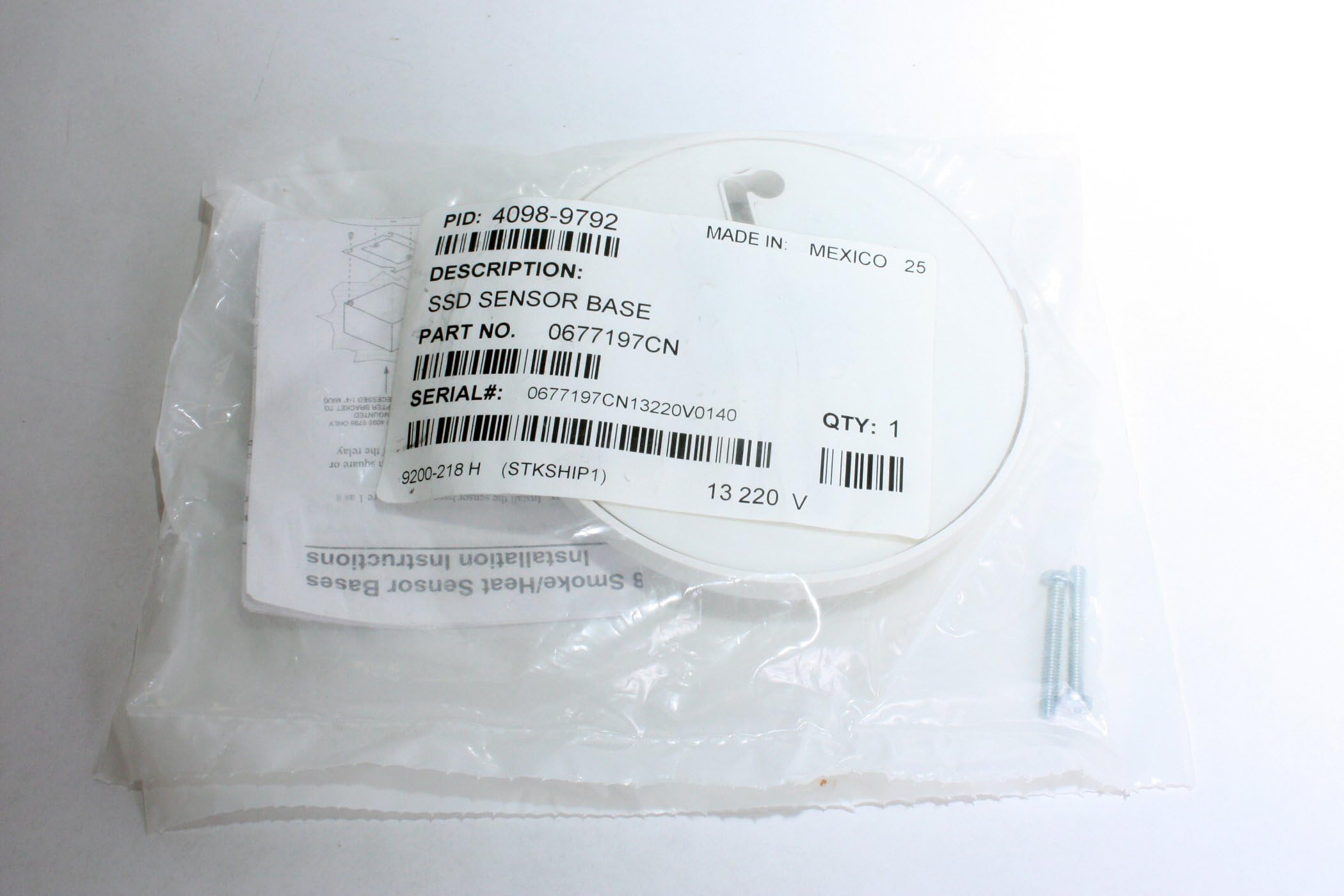 SIMPLEXGRINNELL 4098-9792 ADDRESSABLE, SSD Sensor Base, FLANGED, 4.875 ...