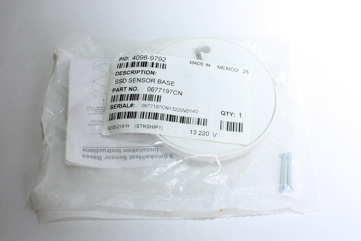 SIMPLEXGRINNELL 4098-9792 ADDRESSABLE, SSD Sensor Base, FLANGED, 4.875 ...