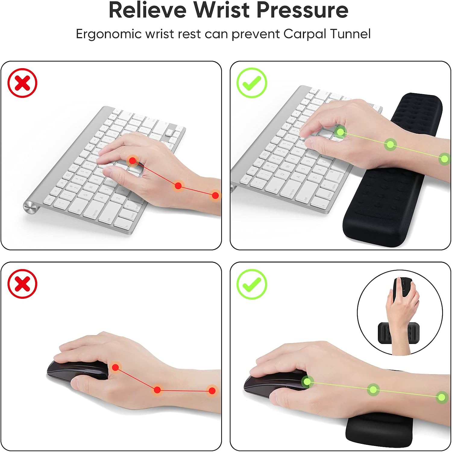 TOSFFICE Keyboard Wrist Rest, Keyboard Rest with Wrist Support Black ...