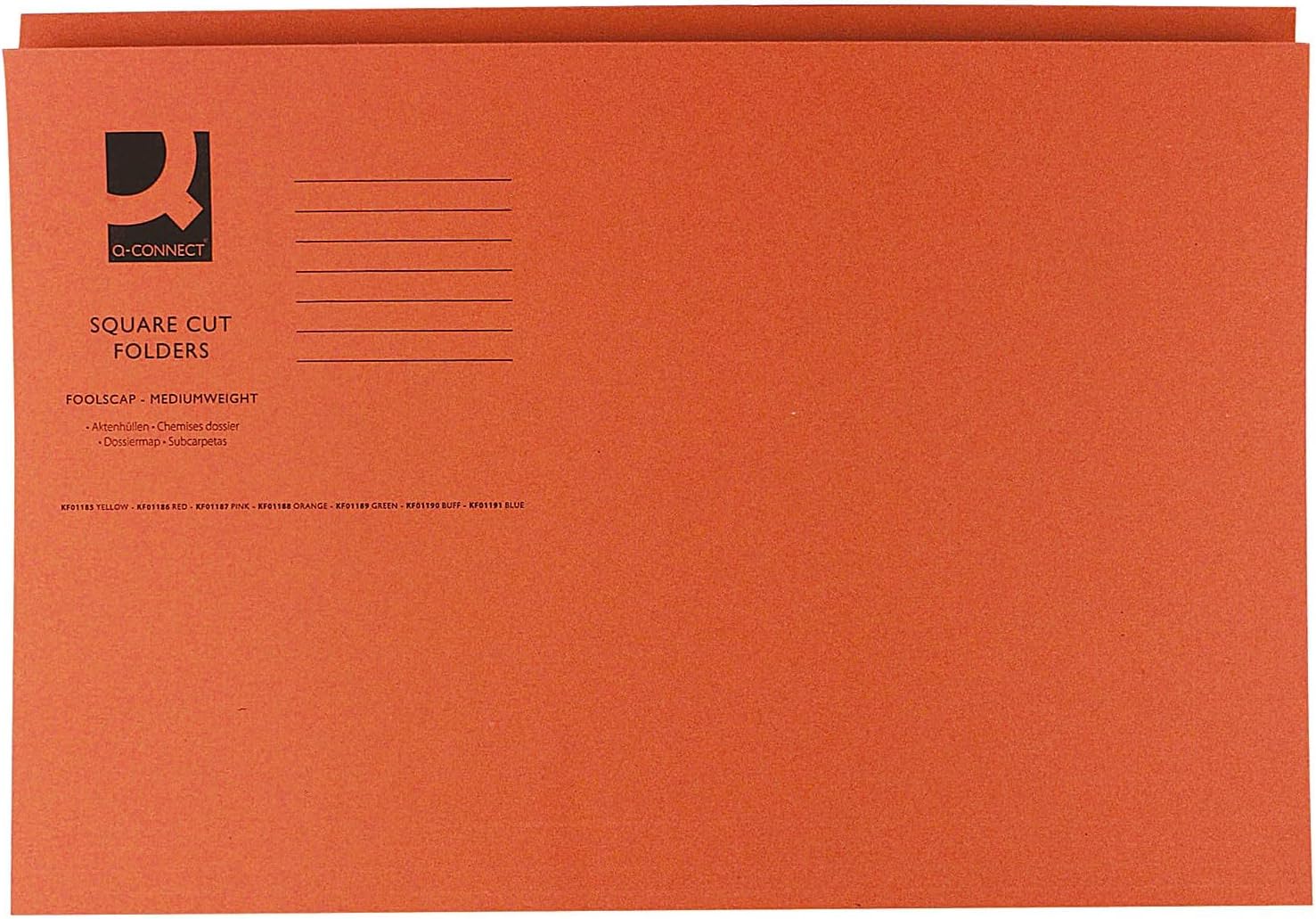 Q-Connect Square Cut Folder Lightweight 180gsm Foolscap Yellow (Pack of ...