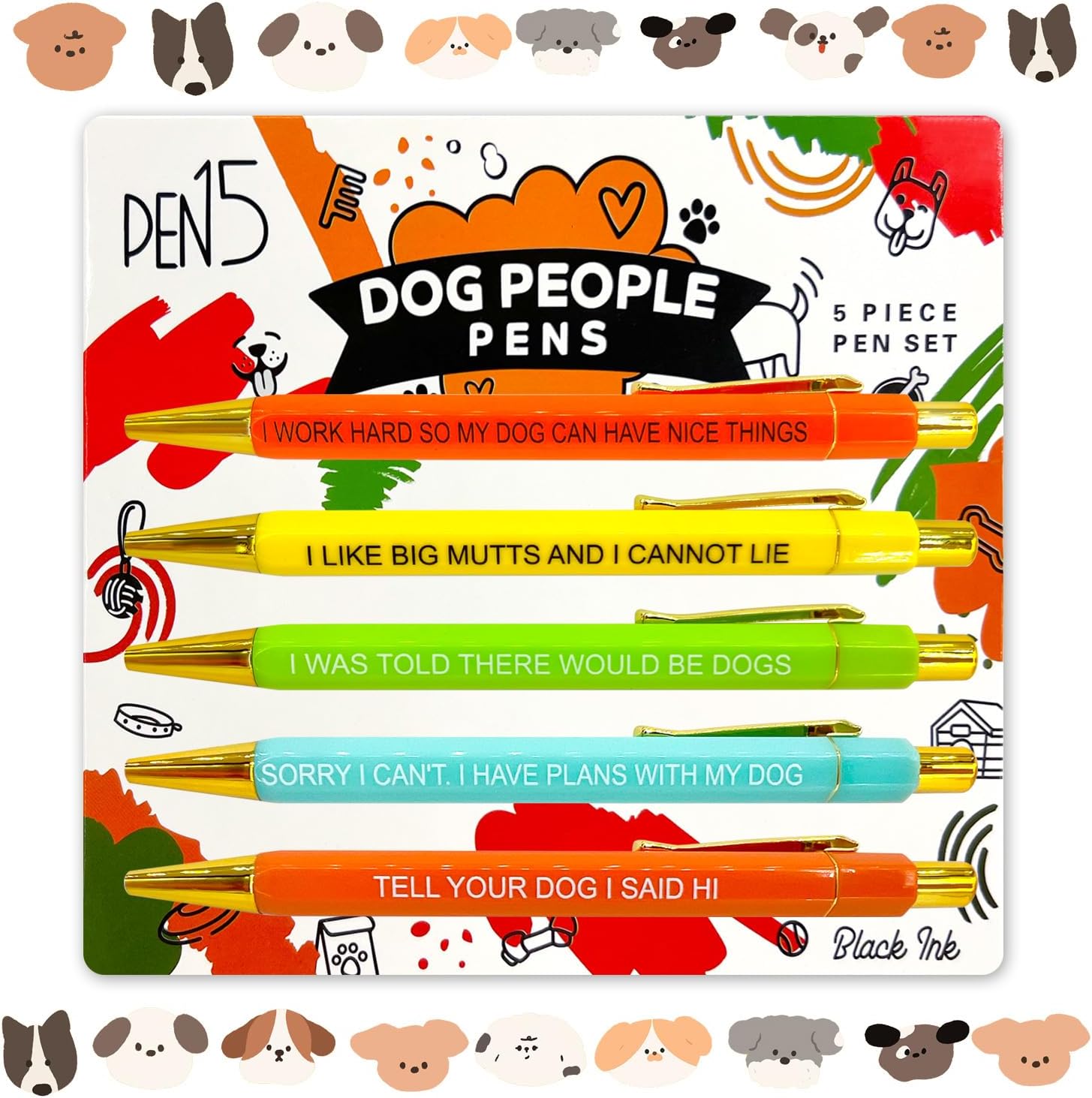 Okdance 5pcs Retractable Ball point Pens Multipack for Pet Owner, Funny ...
