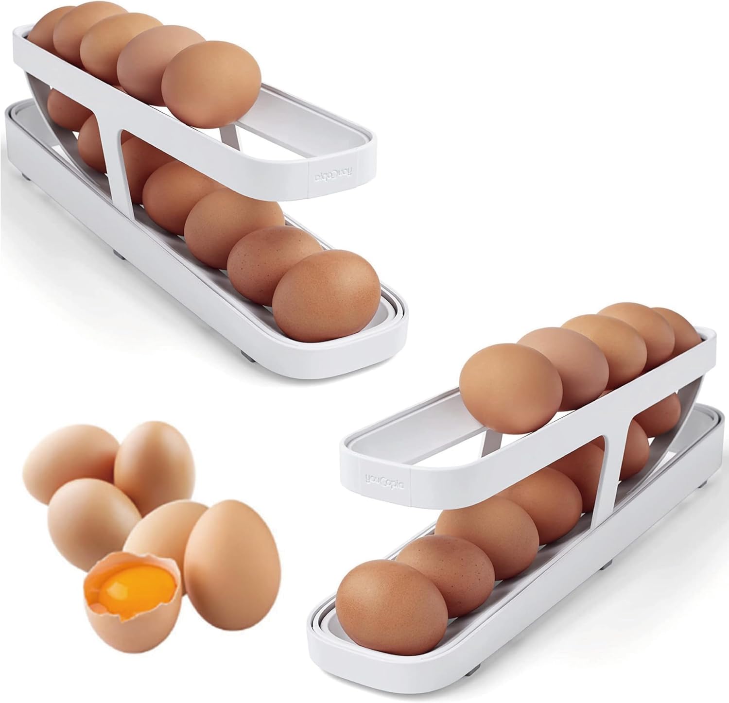 KHIRY 2-Pack Modern Black Rectangular Automatic Egg Dispensers, Gravity ...