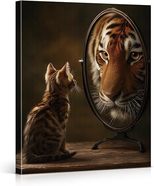 Amazon.com: Cat Tiger Reflection Wall Art Decor Inspirational Cat Tiger ...