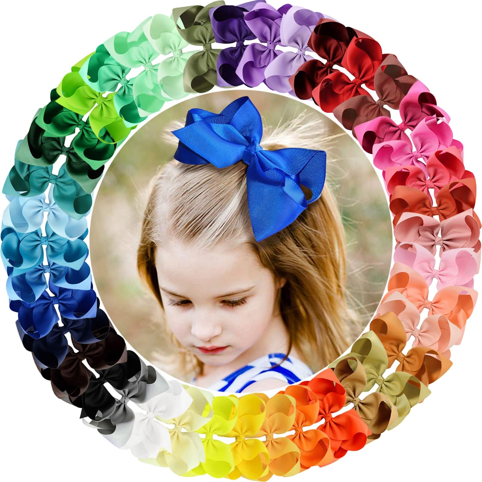 Amazon.com: WillingTee 40colors 4.5" Hair Bows for Girls Grosgrain ...