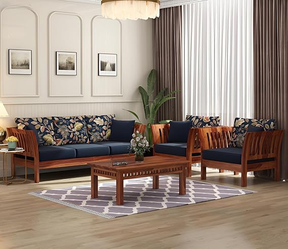Porash Furniture Sheesham Wood 5 Seater Sofa Set For Living Room Home ...