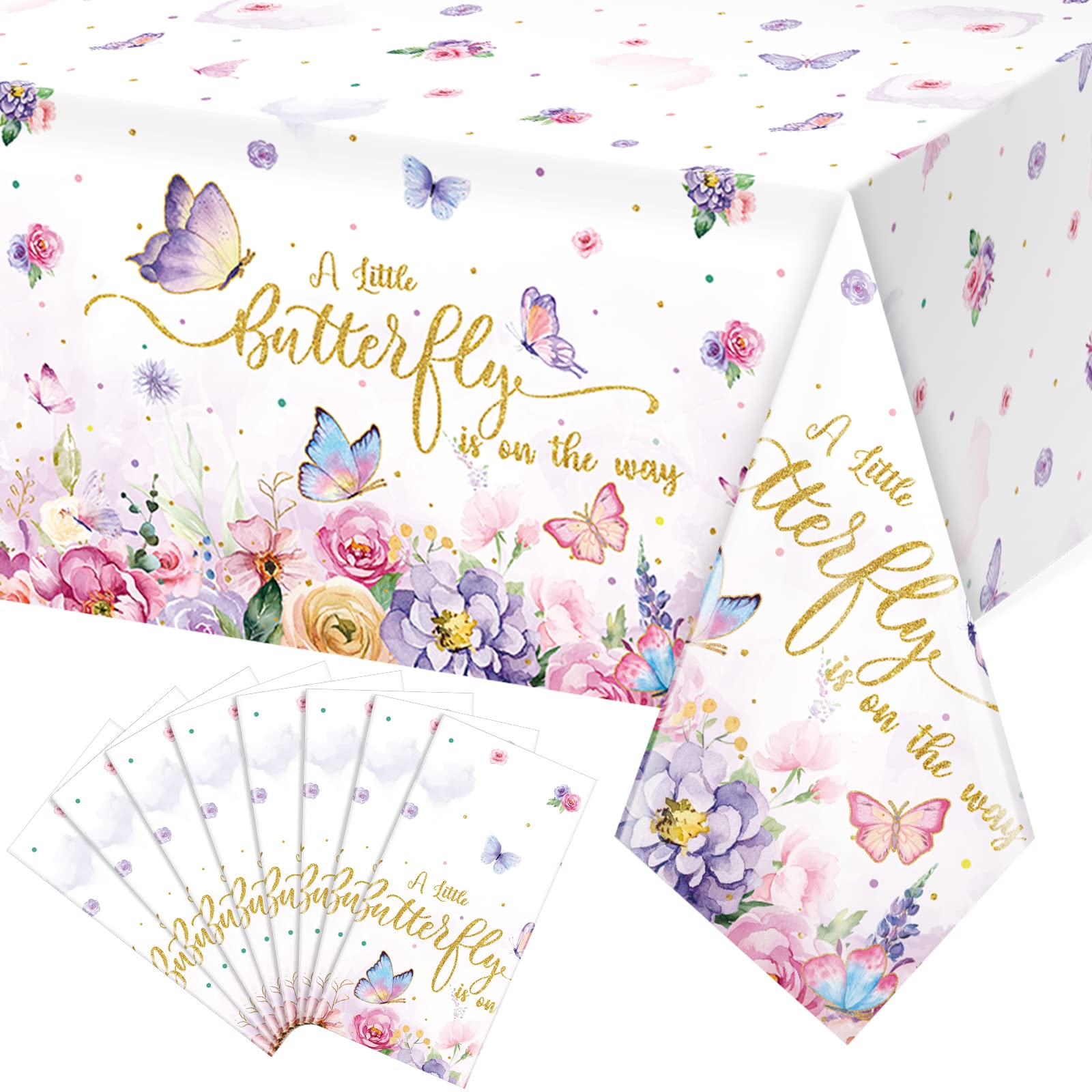 Snapklik.com : 8 Pack Butterfly Baby Shower Tablecloth, Little ...