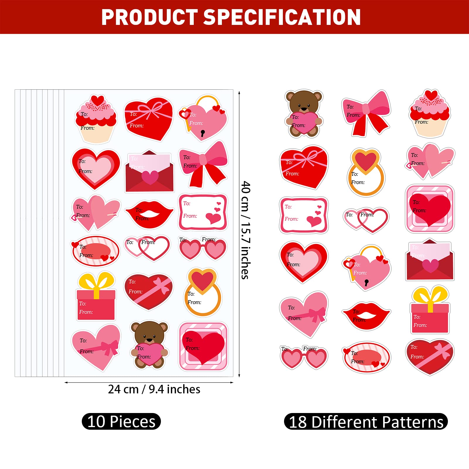 Snapklik.com : 180 Pieces Valentines Day Gift Stickers Decotative ...