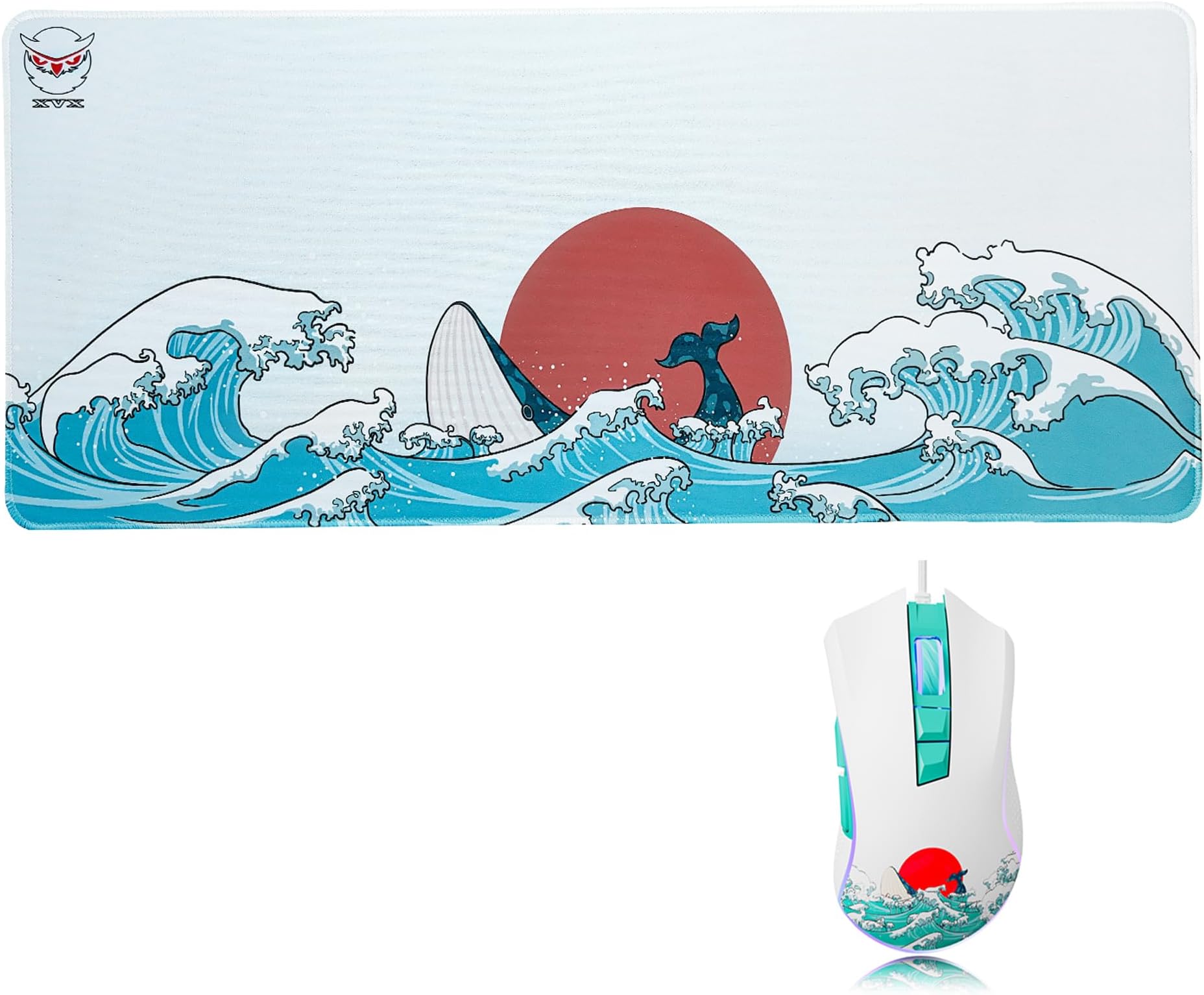 Amazon.com: HITIME XVX Wired Gaming Mouse + XVX Japanese Sea Wave Large ...