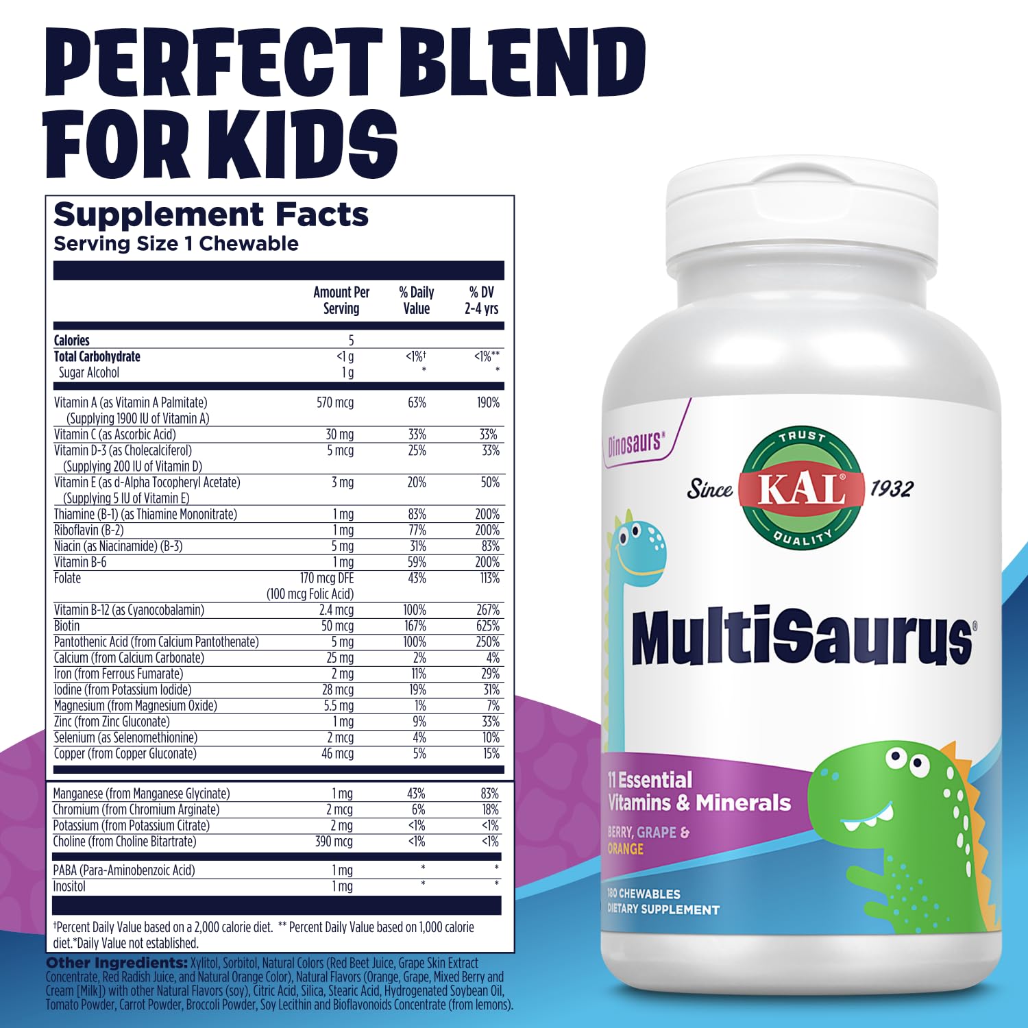 Snapklik.com : MultiSaurus Kids Chewable Multivitamins, 11 Essential ...