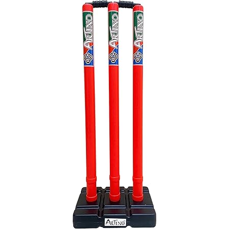 Buy Artino Fluorescent Red Plastic Cricket Wicket Set Full Size - 3 ...