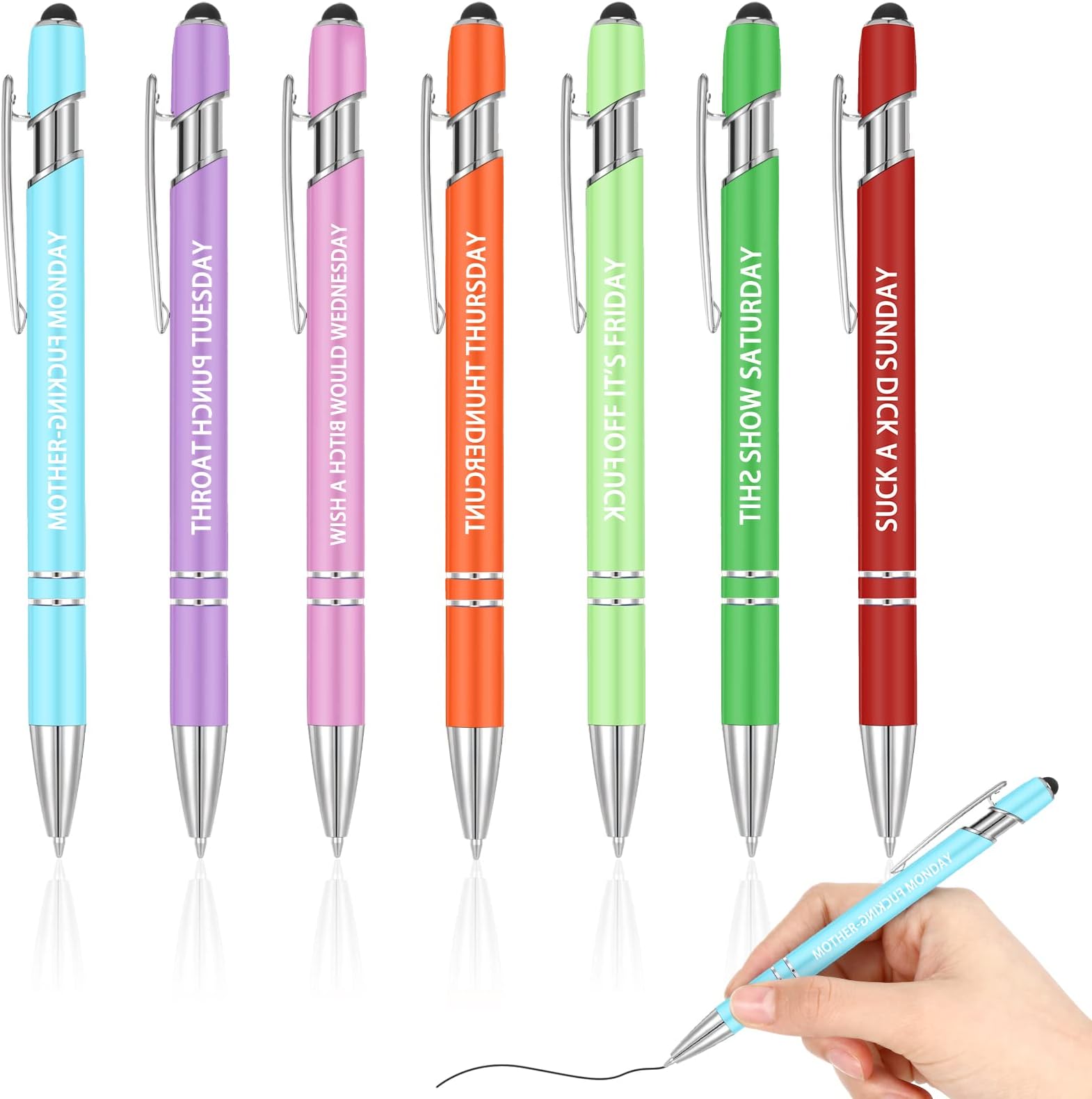 Amazon.com : 7 Pcs Funny Pens Swear Word Daily Pen Set Metal Ballpoint ...