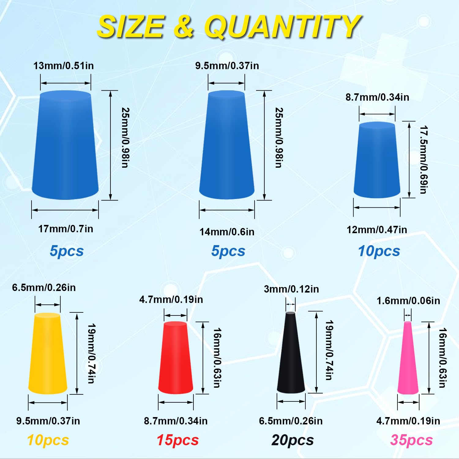 Snapklik.com : Weideer 100Pcs Silicone Rubber Tapered Plug Assortment ...