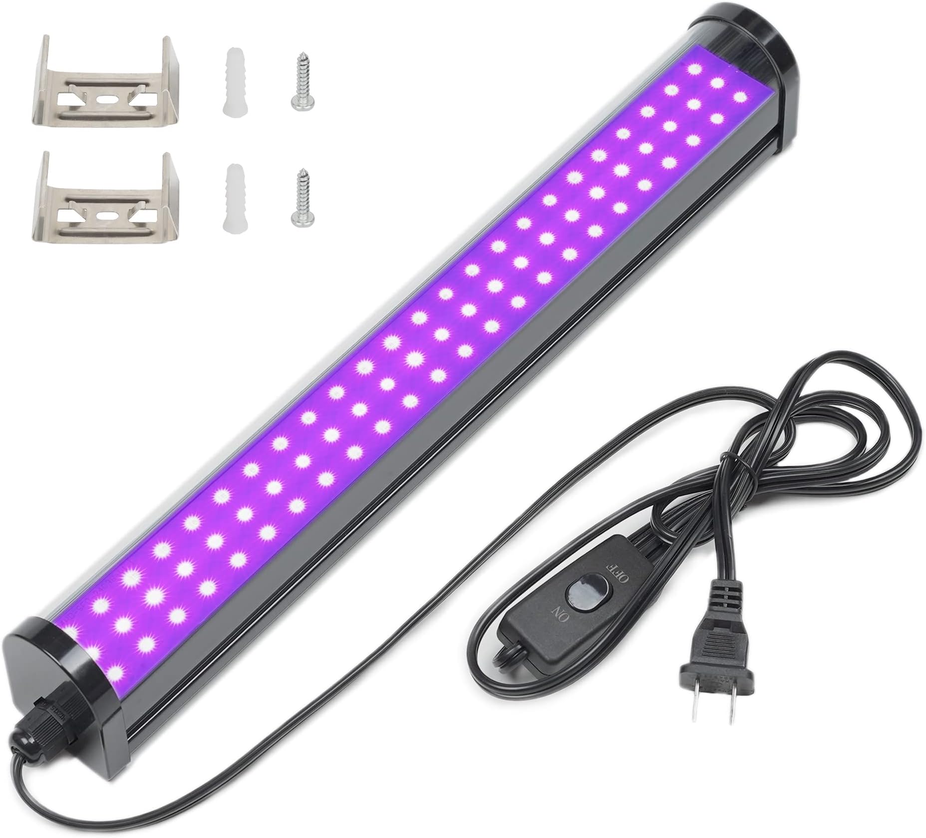 LED Black Light Bar, 25W 1.3ft Upgraded UV LED Blacklight with 5ft Cord, Switch, and Plug, Glow ...
