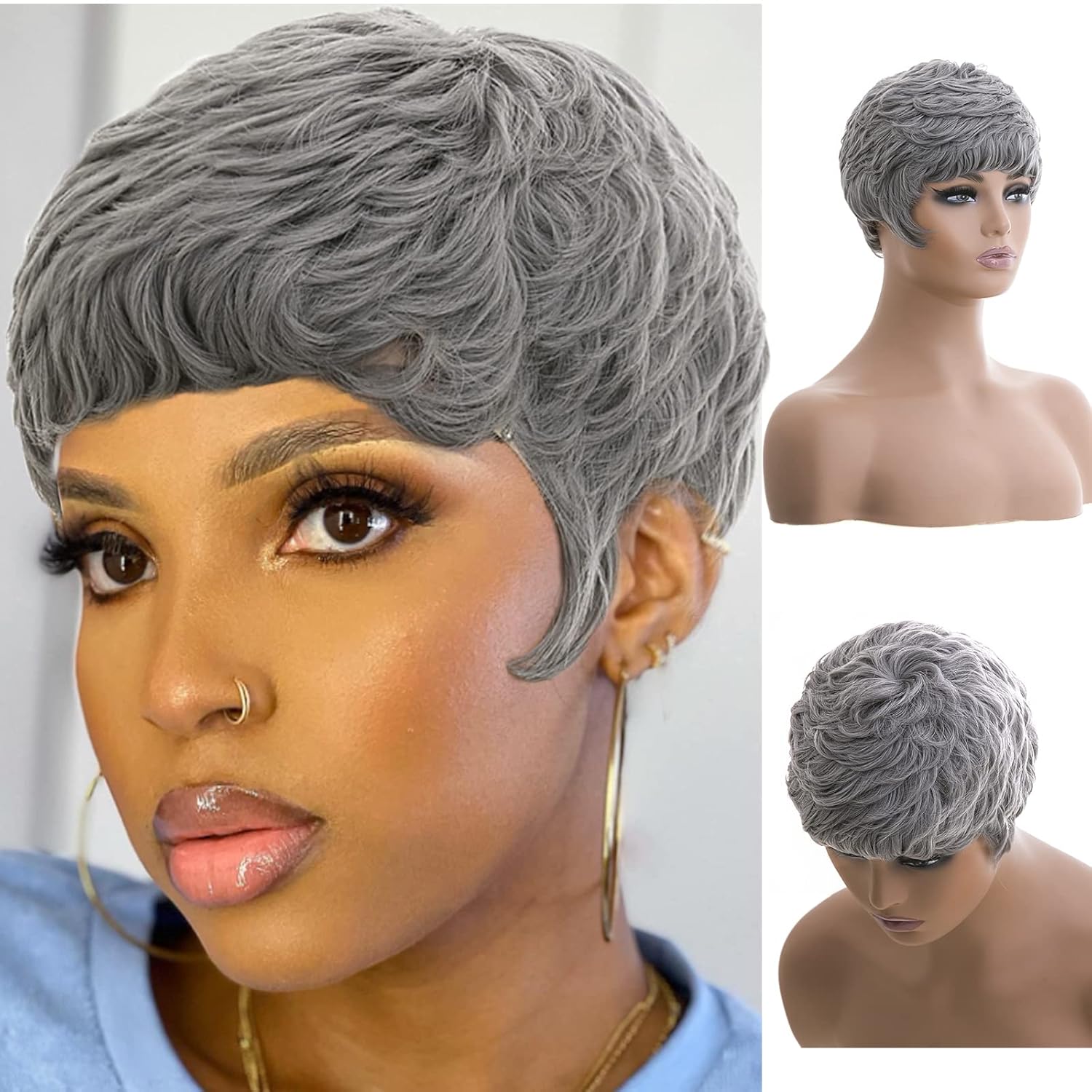 Amazon.com : DOcute Short Burgundy Pixie Cut Wigs for Black Women Pixie ...