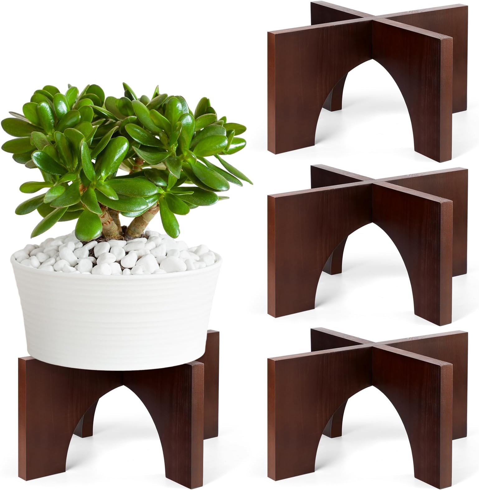 Amazon.com : Qunclay 4 Pcs Wood Plant Stand Mid Century Modern Planter ...