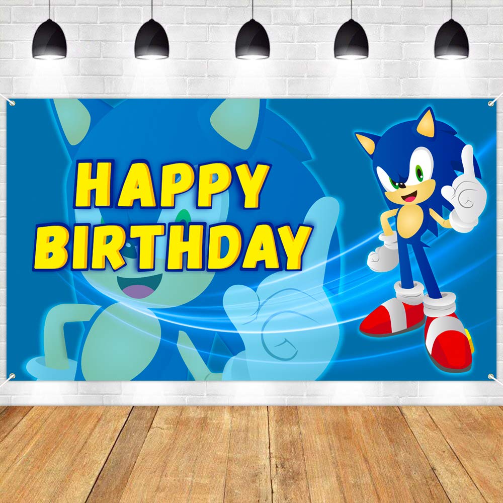 Happy Birthday Themed Photo Backdrops For Sonic Hedgehog Supplies Party ...
