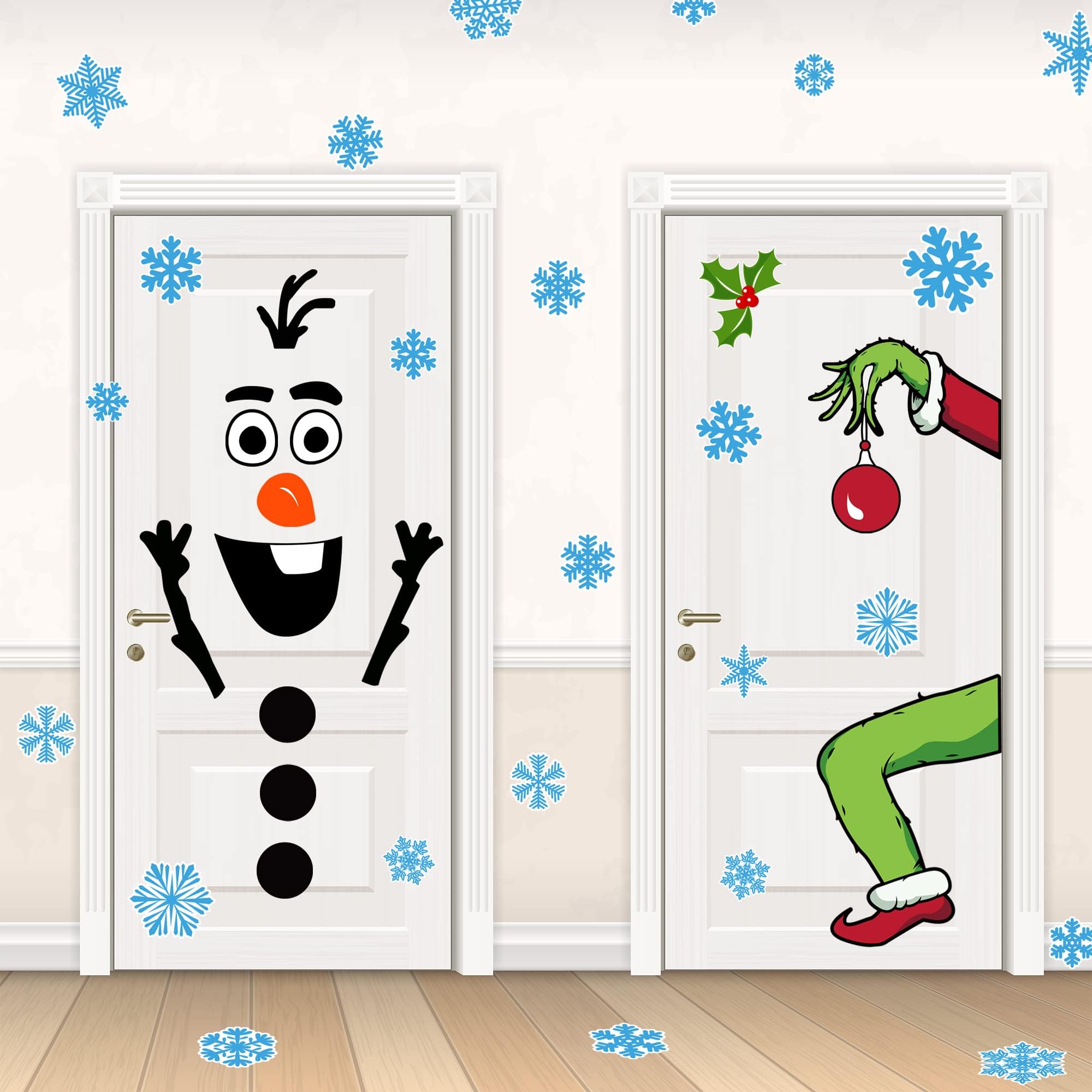 Amazon.com: 4 Sheet Christmas Decorations Door Snowman Door Decorations ...