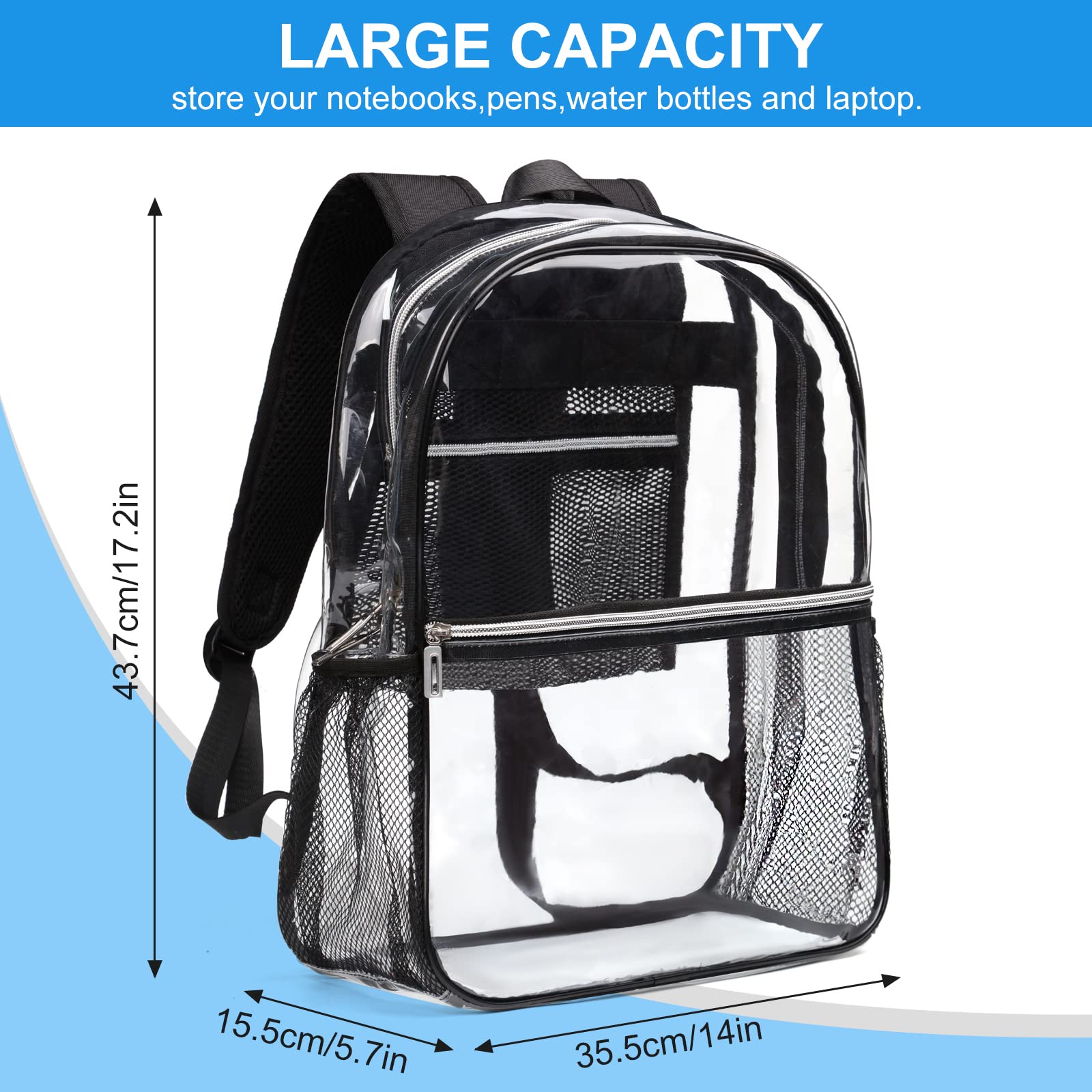 REAWUL Clear Backpack Heavy Duty Large TPU Transparent Backpacks See ...