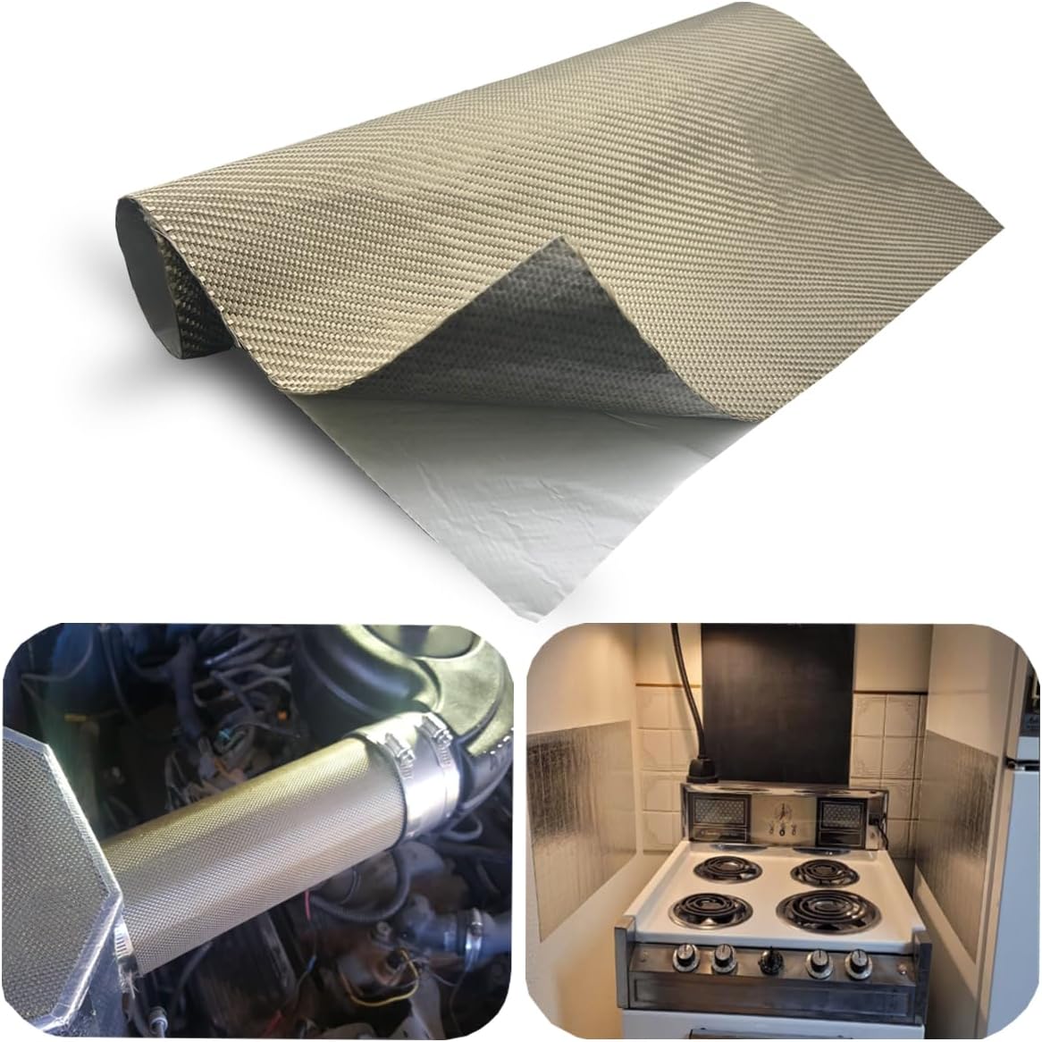 DEGEOBERLIN Titanium Adhesive Backed exhaust heat shield for wall ...