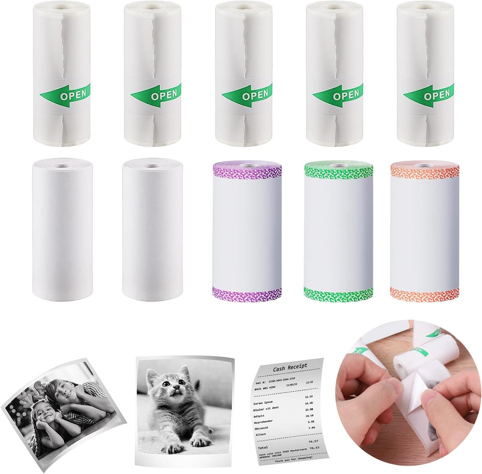 Amazon.com: 6 Rolls Self-Adhesive mini printer paper, Sticky Thermal ...
