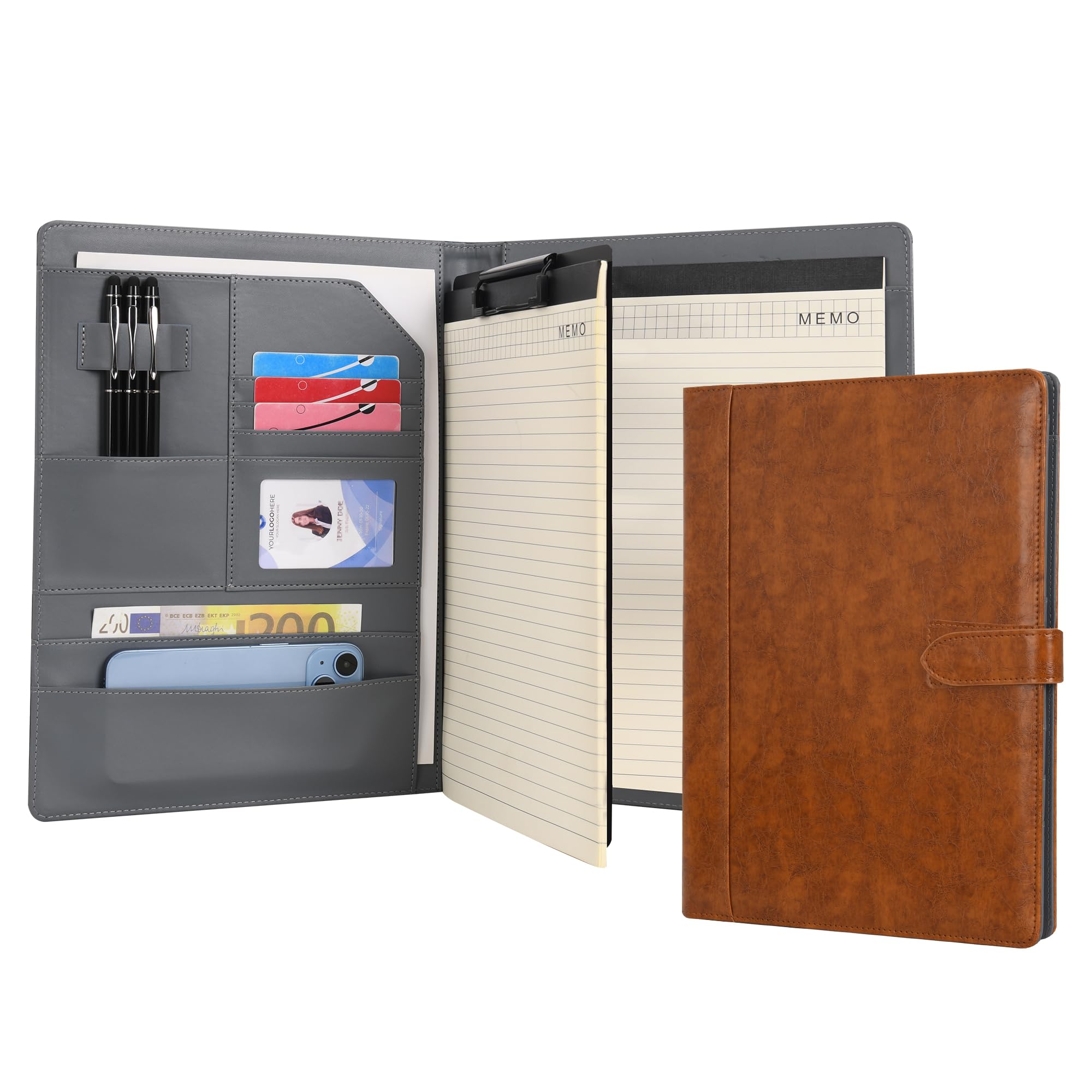 Amazon.com : Wason Portfolio Case Leather PU A4 with Clipboard Notepad ...