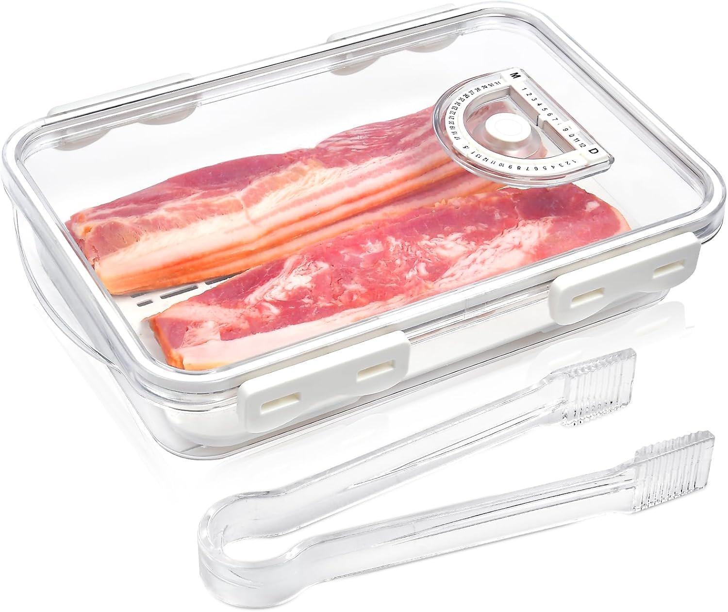 Bacon Container for Refrigerator, Airtight Thick Plastic Deli Meat ...