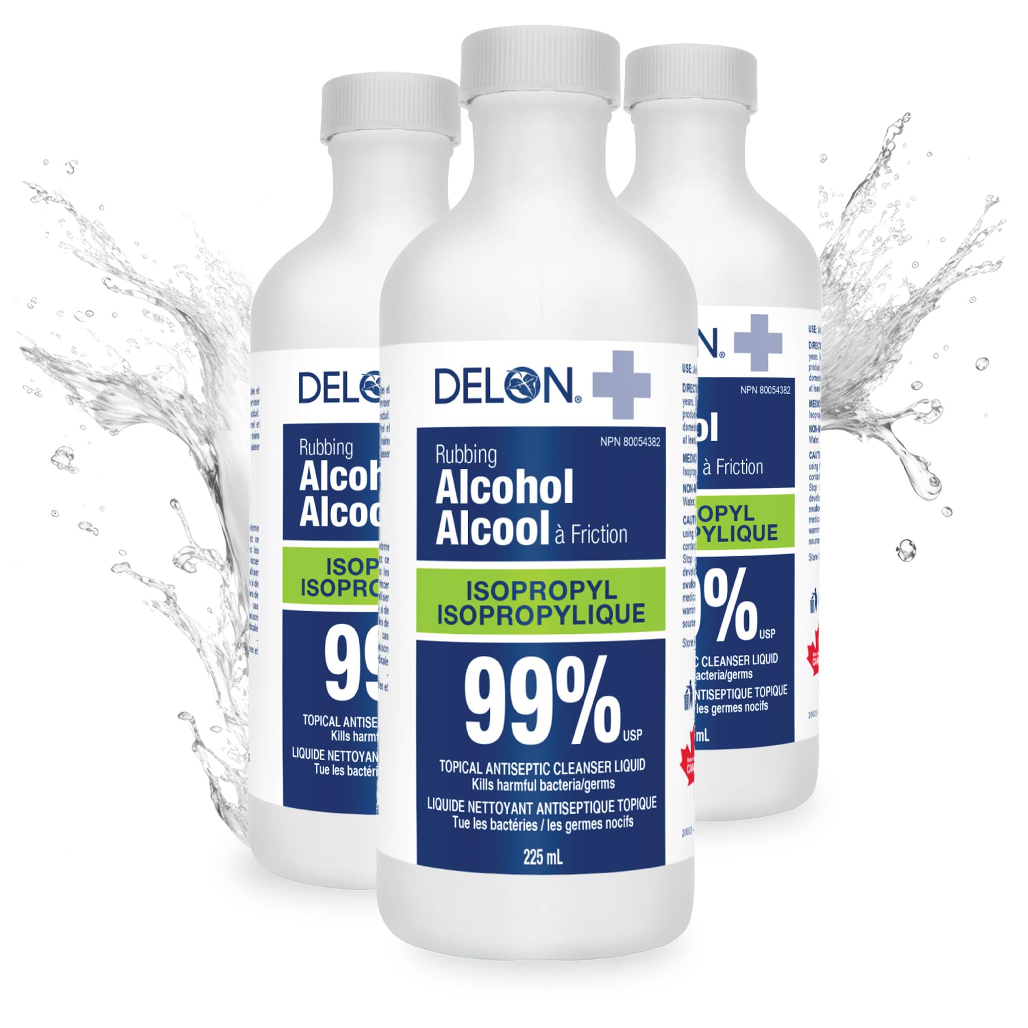 DELON Isopropyl Alcohol 99 percent- 3 Bottles (3 x 225ml) Rubbing ...